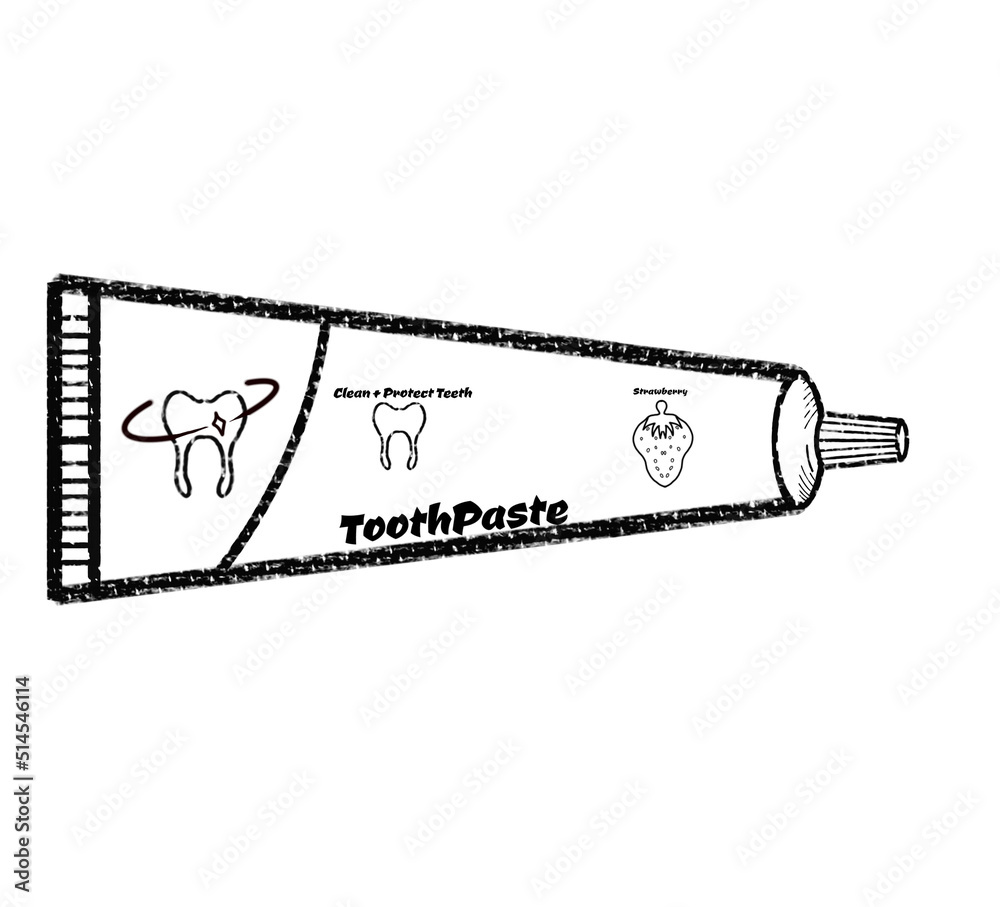 line art of strawberry flavored toothpaste Stock Illustration | Adobe Stock