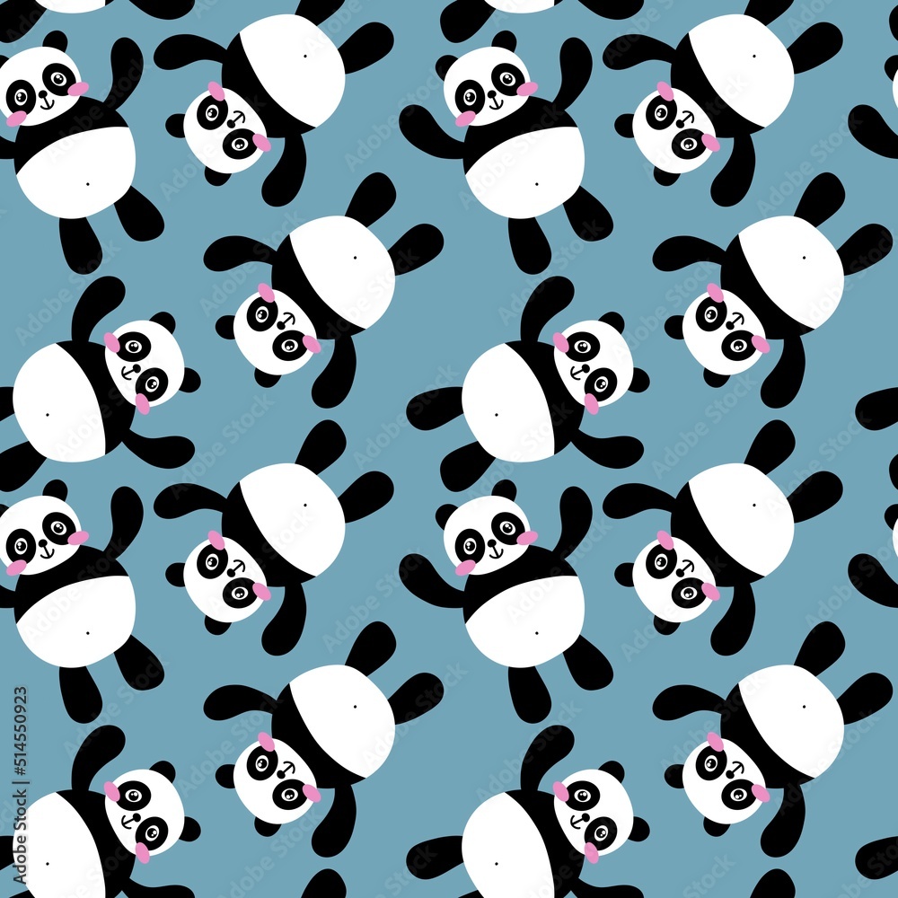 Cartoon seamless kawaii panda pattern for kids and fabrics and textiles ...