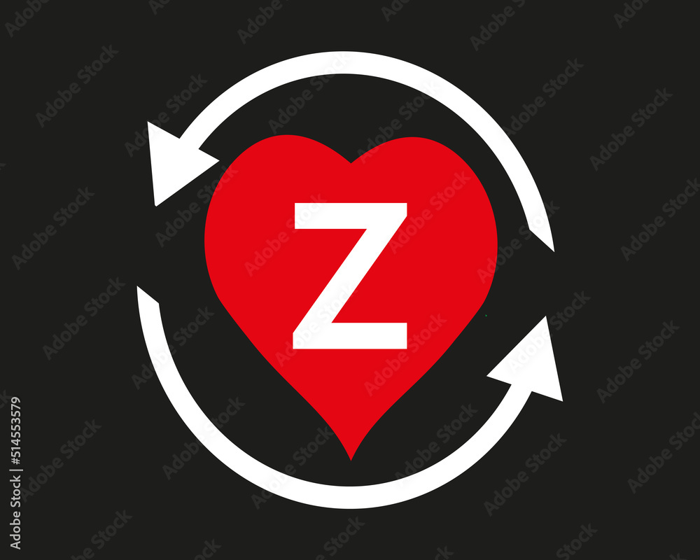 Z vector logo icon with love shape and Aro illustration design isolated ...