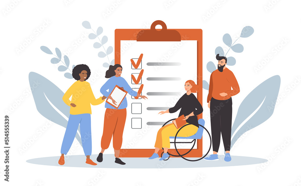 vector hand drawn illustration on the theme of office, teamwork. trend ...