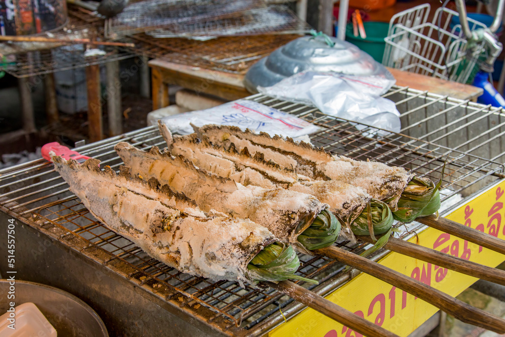Ayutthaya Thailand 5th Jun 2022: Grill snake head fish with salt coated ...