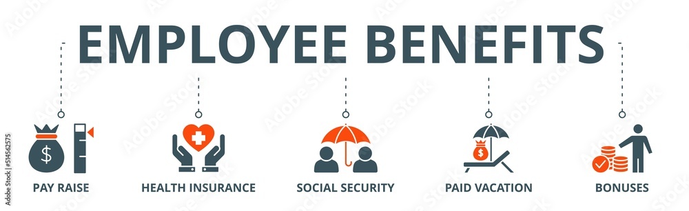 Employee benefits banner web icon vector illustration concept with icon ...