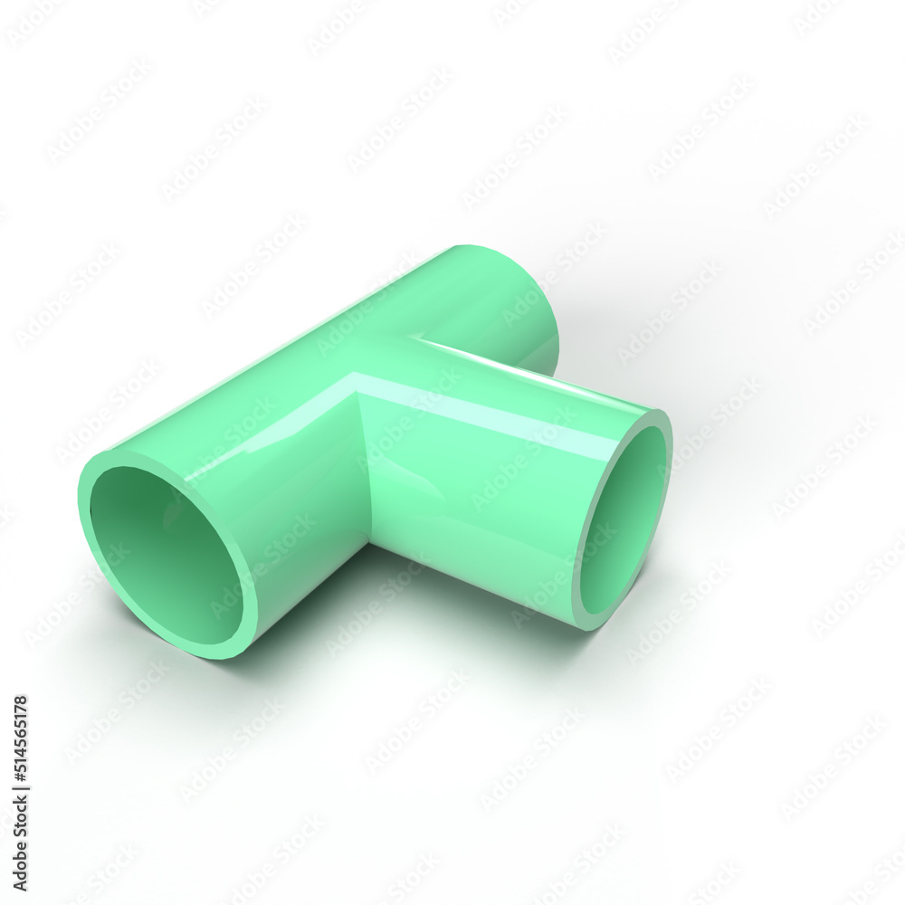 3d rendering of plastic T-PPR plastic pipe, PVC pipe T-joint fittings ...