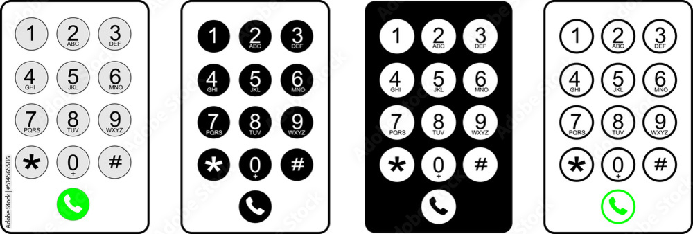 Smartphone dial keypad design. Keyboard template in touchscreen device ...