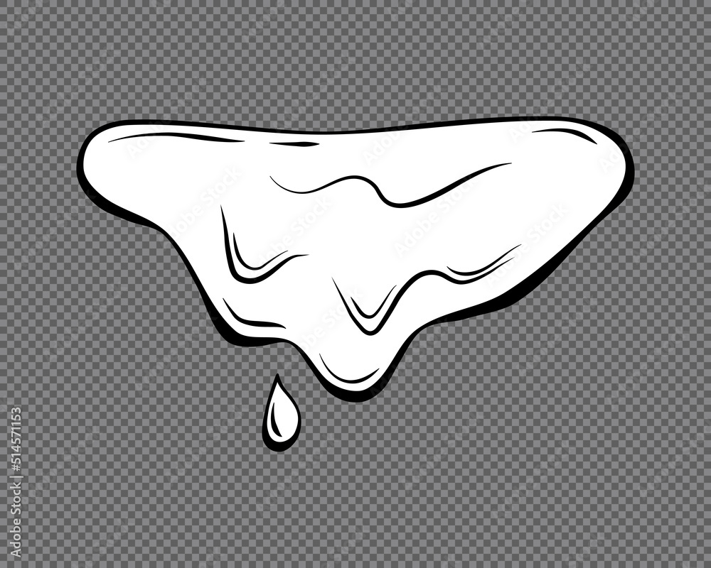 Dripping liquid outline on a transparent background. Contoured black ...
