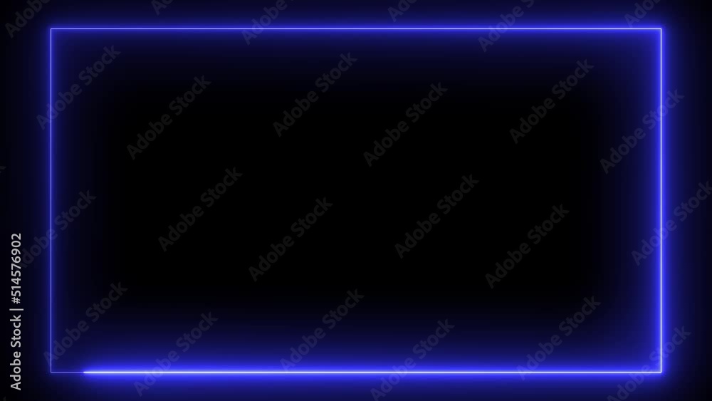 Animated borders frame blue color glowing neon lights loop animation on ...
