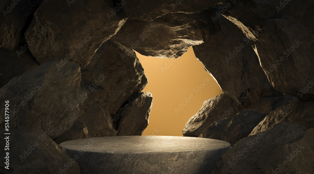 Black geometric Stone and Rock shape background, minimalist mockup for ...