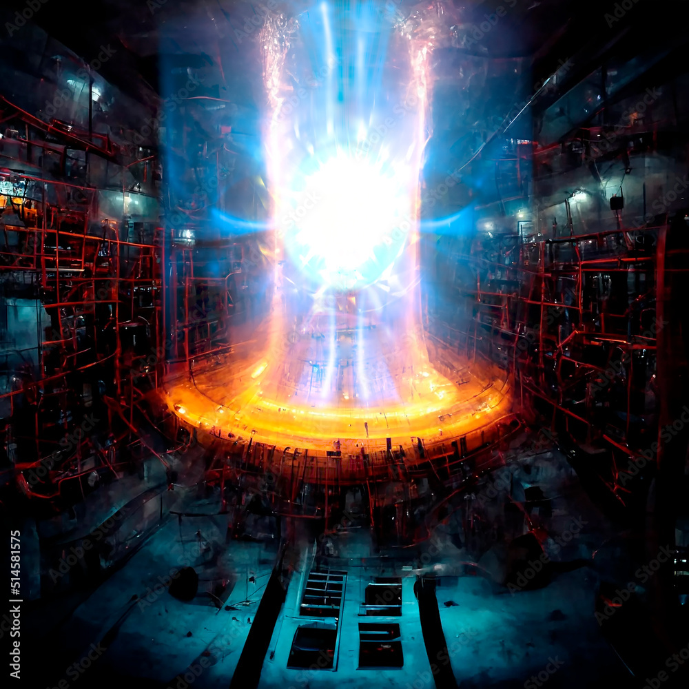 Glowing Core Inside a Nuclear Reactor. Antigravity, Magnetic Field ...