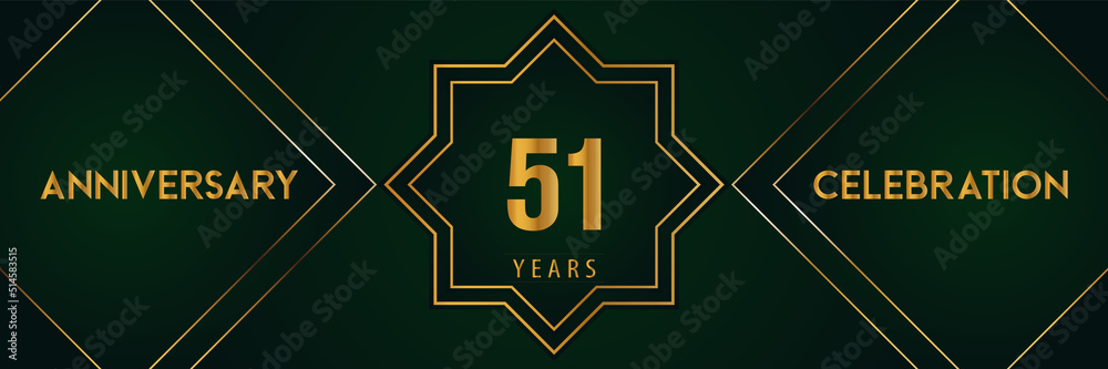 51 years anniversary celebration with gold number isolated on a dark ...