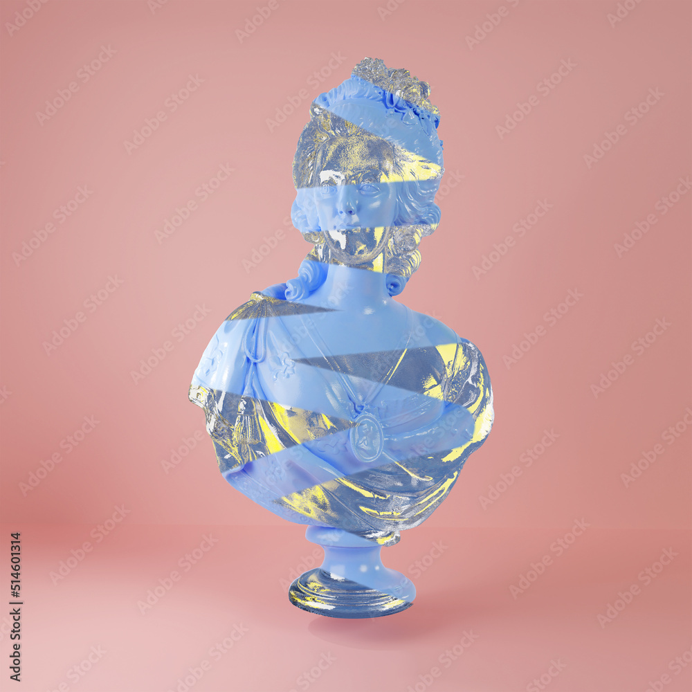 Metal bust of the queen of France. Plastic statue of Marie Antoinette ...