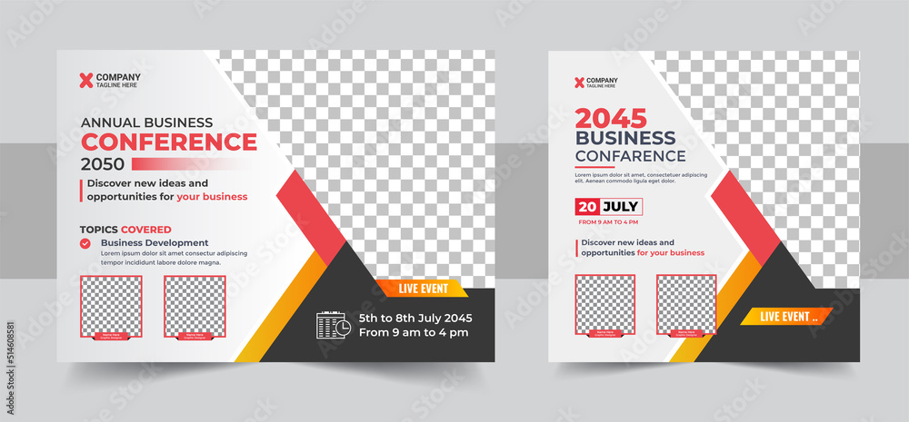 Conference flyer and invitation banner template design. Annual ...