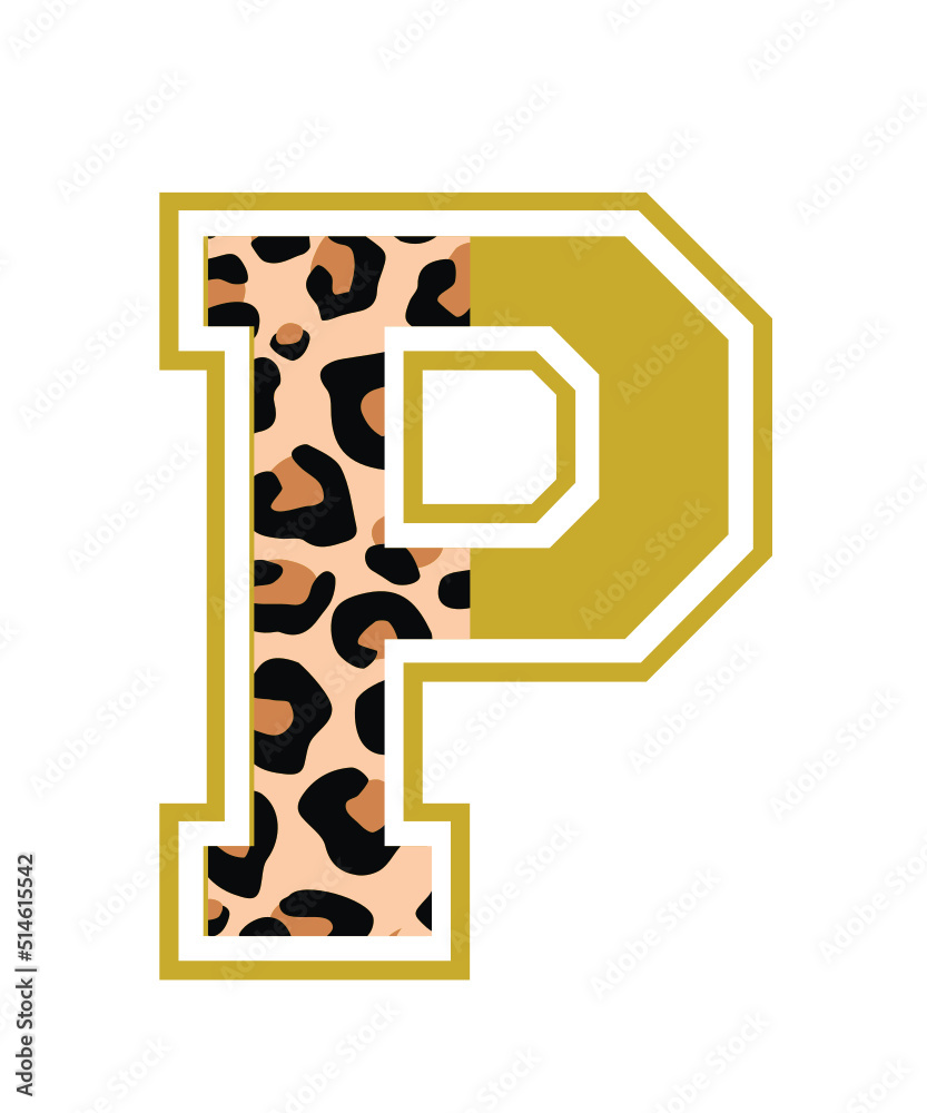 Varsity font svg, College font svg, half Leopard varsity font letters ...