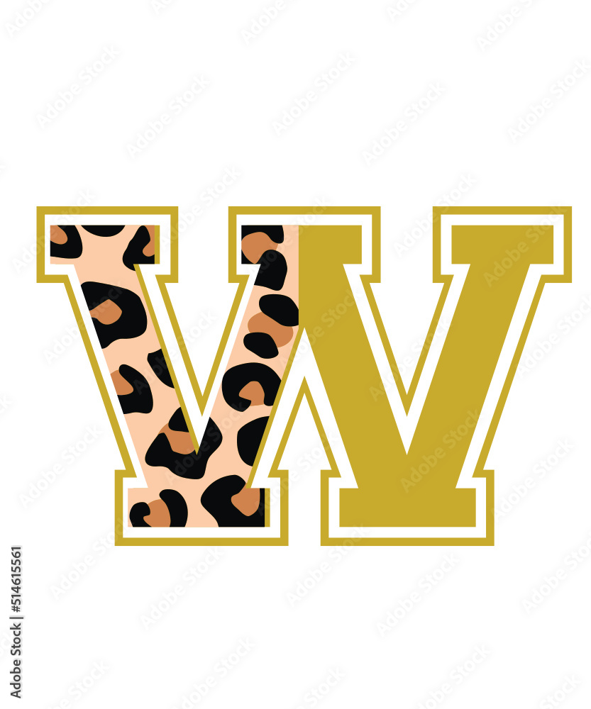 Varsity font svg, College font svg, half Leopard varsity font letters ...