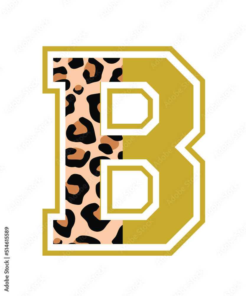 Varsity font svg, College font svg, half Leopard varsity font letters ...