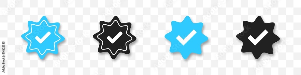 Verification icon set. Checkmark profile verified symbols. Tick sign ...