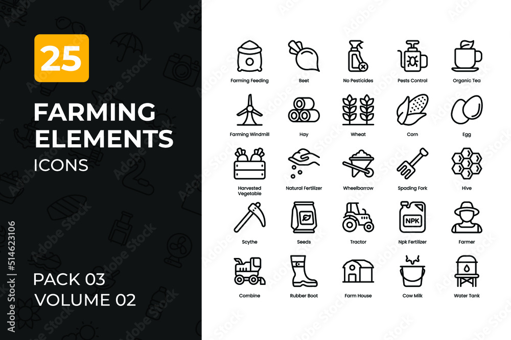 Farming Icons Collection. Set contains such Icons as farmer, garden ...
