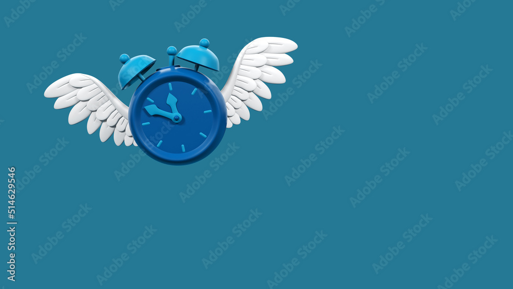 Time Flies Time Management New Year Concept Clock with Wings isolated ...