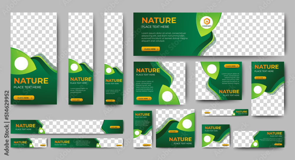 Nature banner design web template Set, Horizontal header web banner ...
