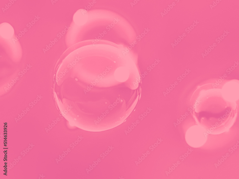 Beautiful abstract close up pink soap bubbles on white background, pink ...
