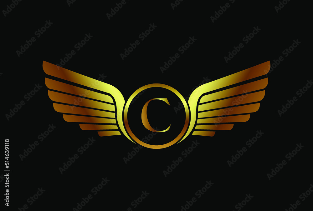 Wings logo element vector template design isolated on black background ...