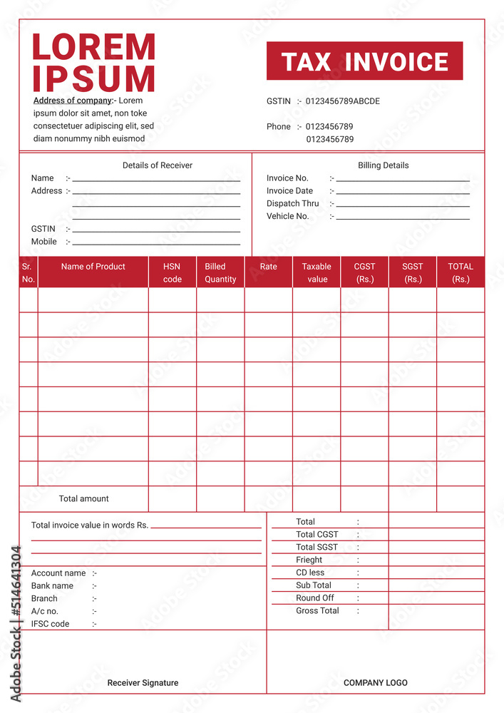 Government tax invoice bill letter (Goods and Service Tax) Stock Vector ...