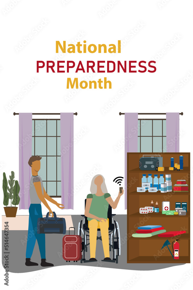Emergency preparedness resources Vector illustration with tools ...