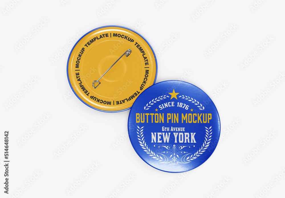 Metallic Button Pins Mockup Stock Template | Adobe Stock