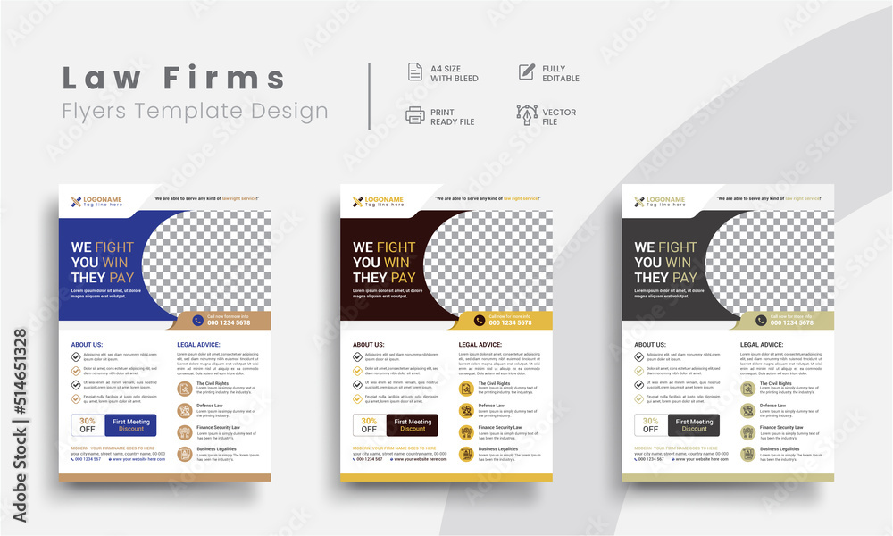 Professional corporate lawyer illustrator flyer templates for law firm ...