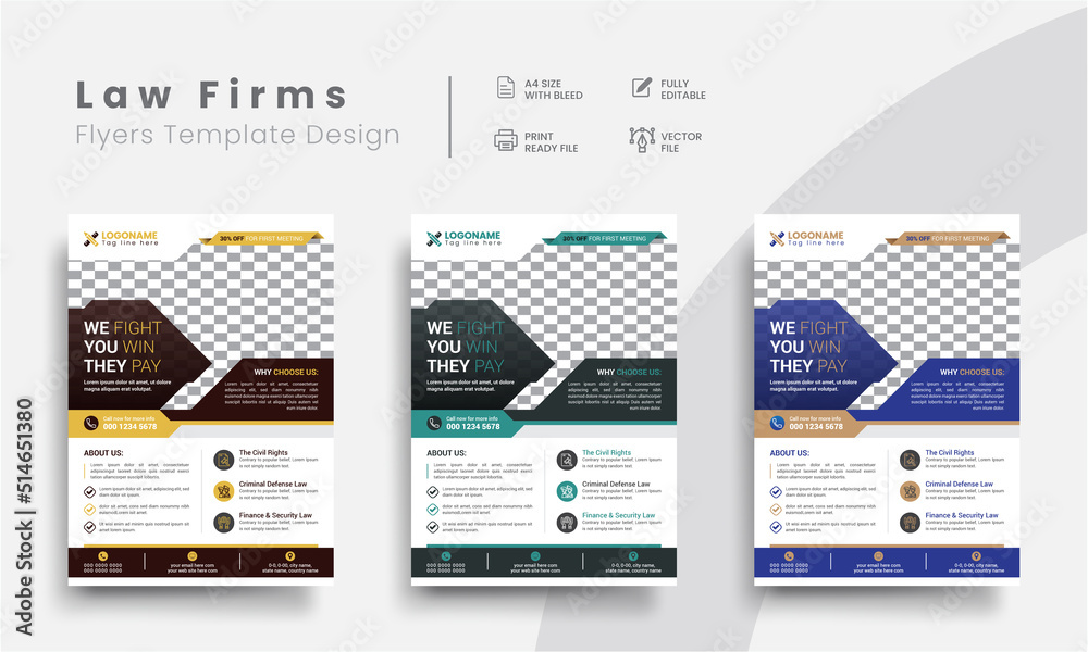Professional corporate lawyer illustrator flyer templates for law firm ...