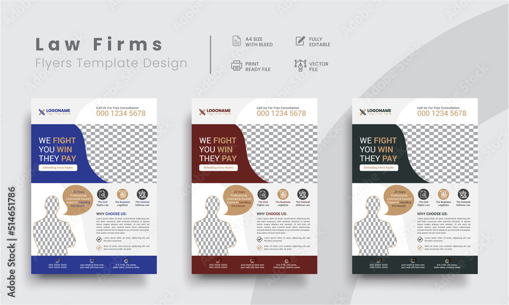 Professional corporate lawyer illustrator flyer templates for law firm ...