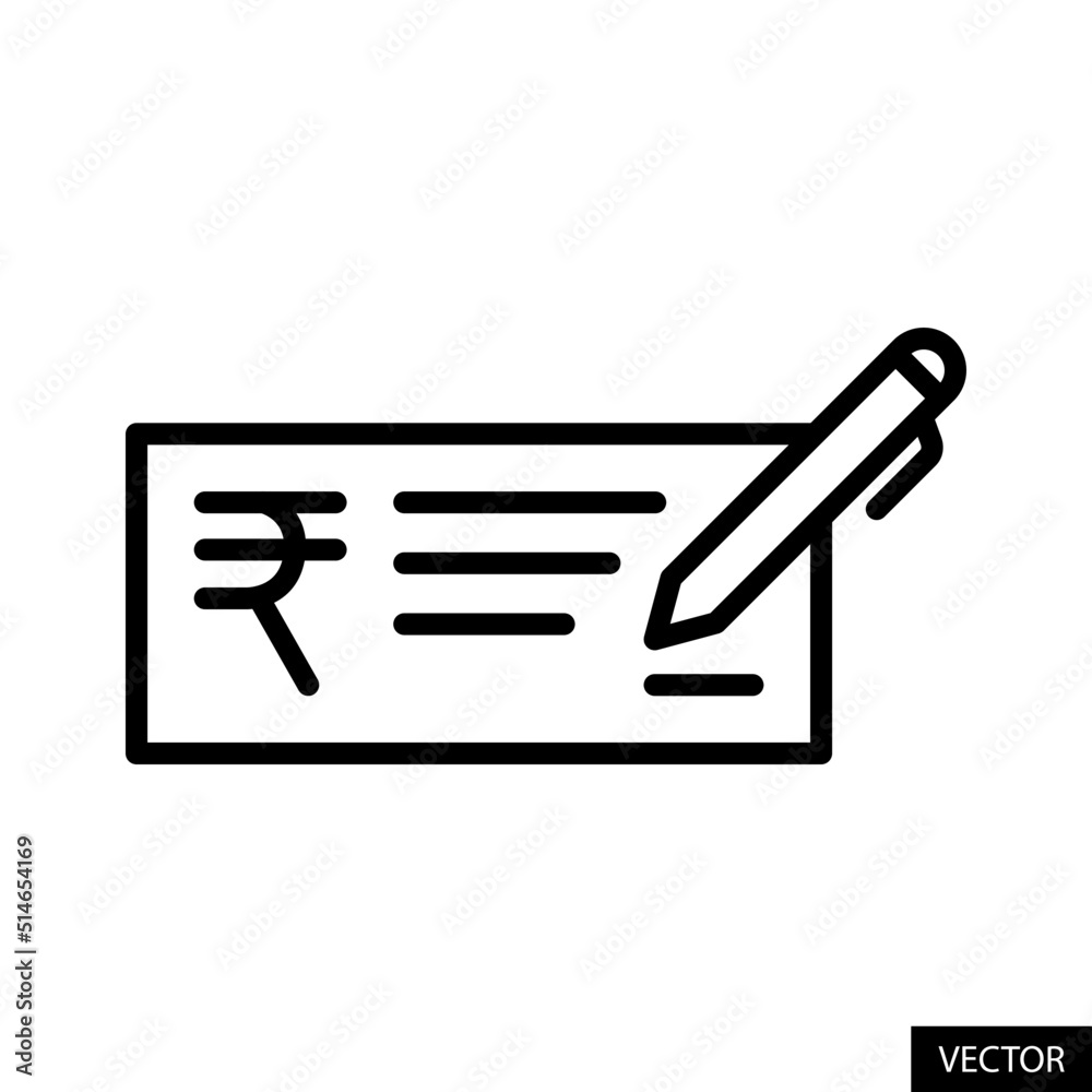 Vetor do Stock: Cheque instrument, Money check with Indian Rupee symbol ...