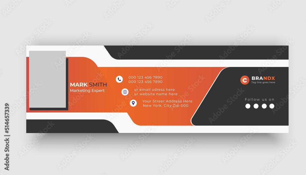 modern email signature or email footer and personal social media cover ...