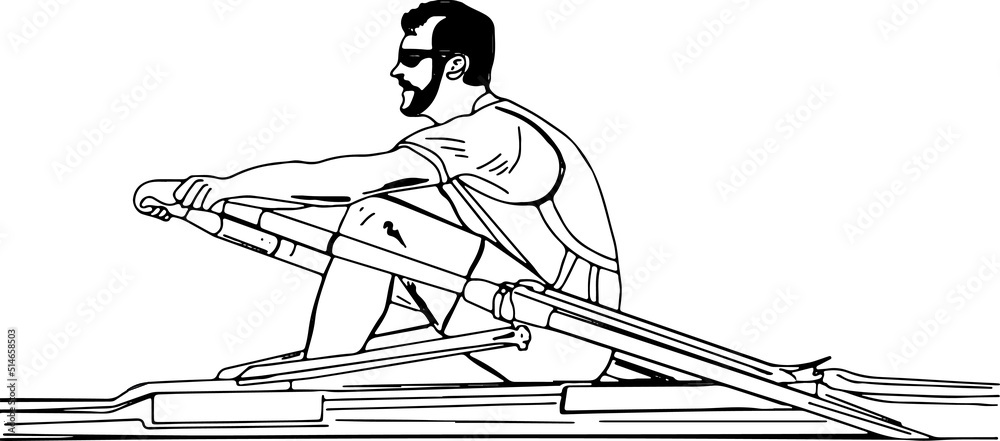 Rowing Player vector, Rowing player silhouette, Sketch drawing of boat ...