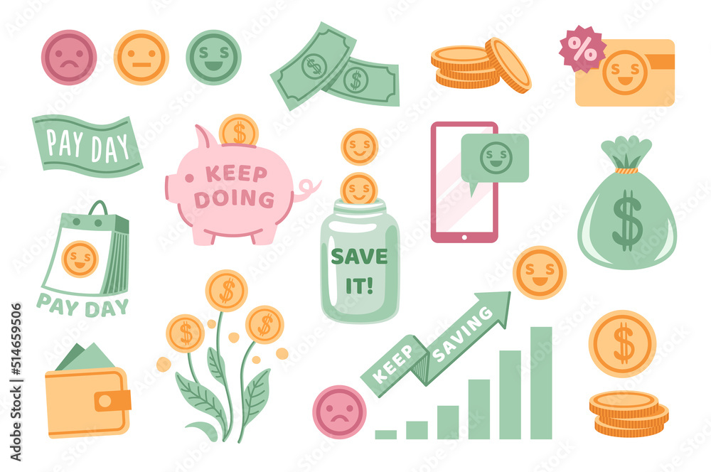 Money, finance, business, investment sticker pack. Investment profit ...