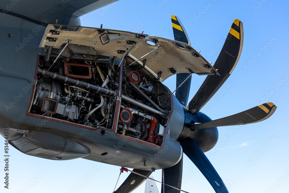 BERLIN, GERMANY - JUNE 23, 2022: Turboprop engine Europrop TP400-D6 ...