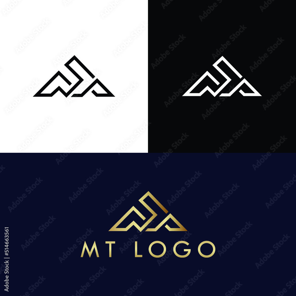 MT mountain logo or TM modern logo, icon, letter, initials, and ...