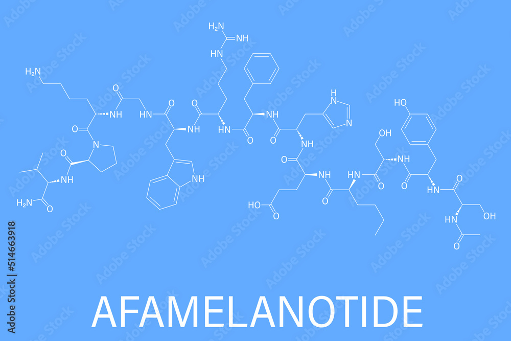 Skeletal formula of Afamelanotide or melanotan-1 photoprotective drug ...