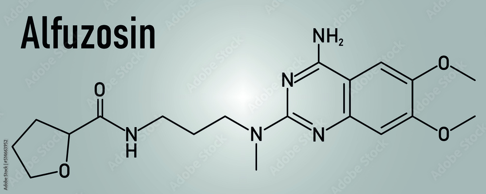 Skeletal formula of Alfuzosin benign prostate hyperplasia or BPH drug ...