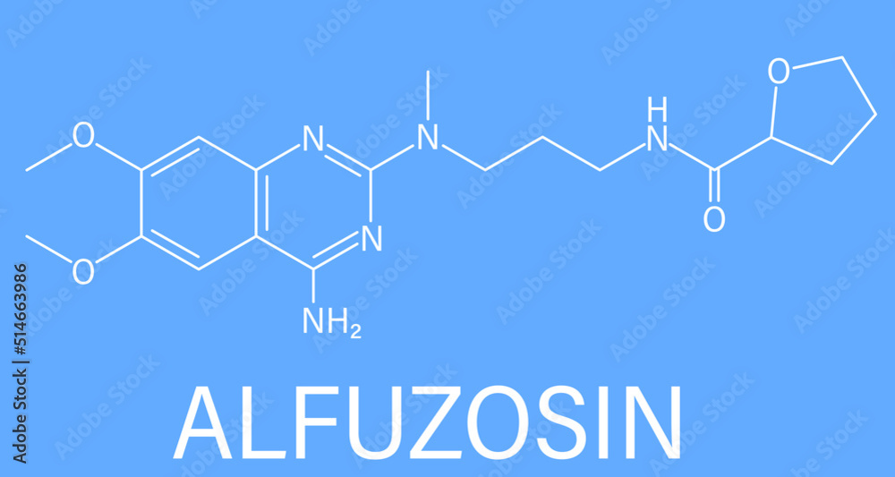 Skeletal formula of Alfuzosin benign prostate hyperplasia or BPH drug ...