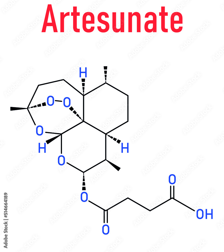 Skeletal formula of Artesunate malaria drug molecule. Stock Vector ...