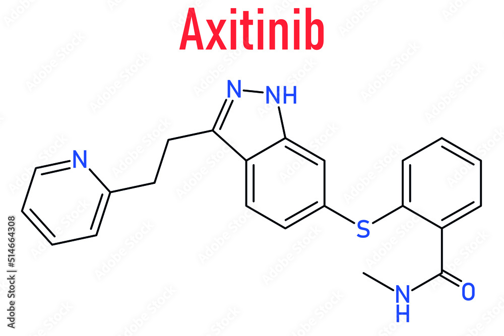 Skeletal formula of Axitinib cancer drug molecule. Stock Vector | Adobe ...