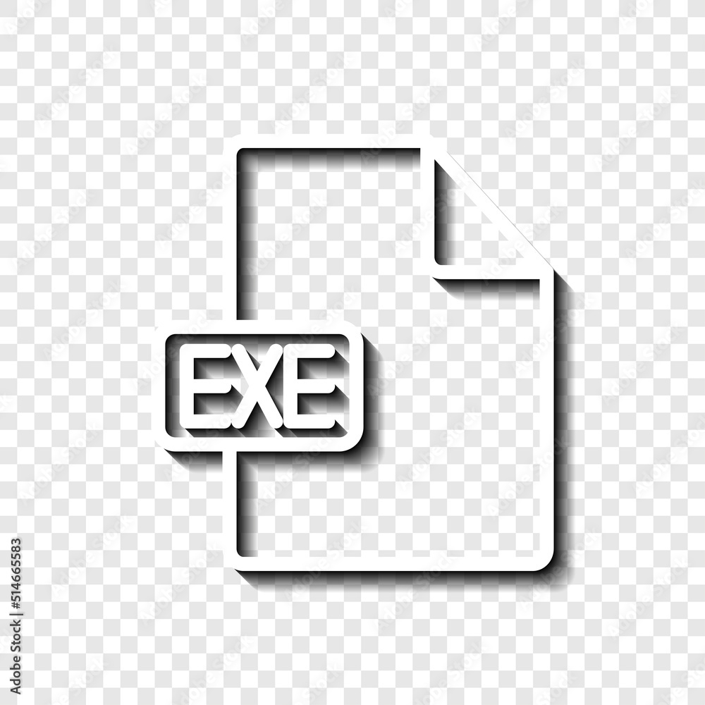 EXE file simple icon vector. Flat design. White with shadow on ...