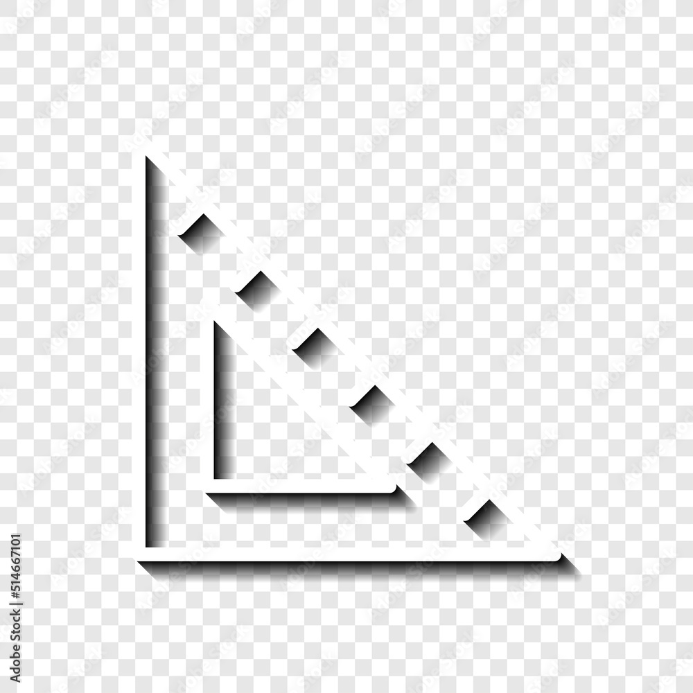 Triangle ruler simple icon vector. Flat design. White with shadow on ...