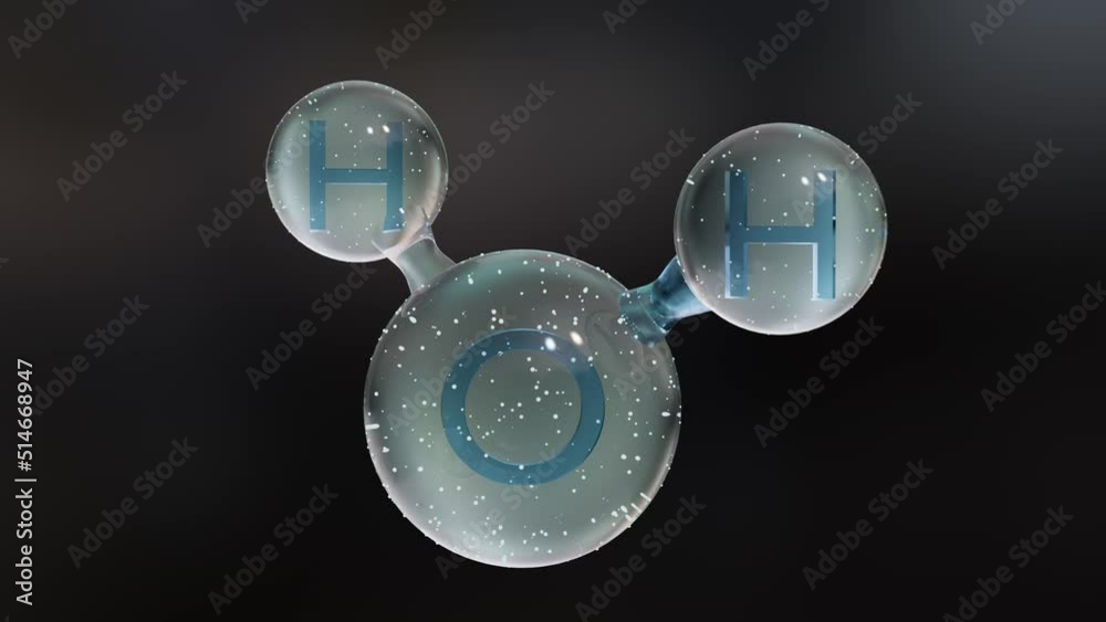 Water molecule, Molecular chemical formula H2O, odorless, alpha channel ...