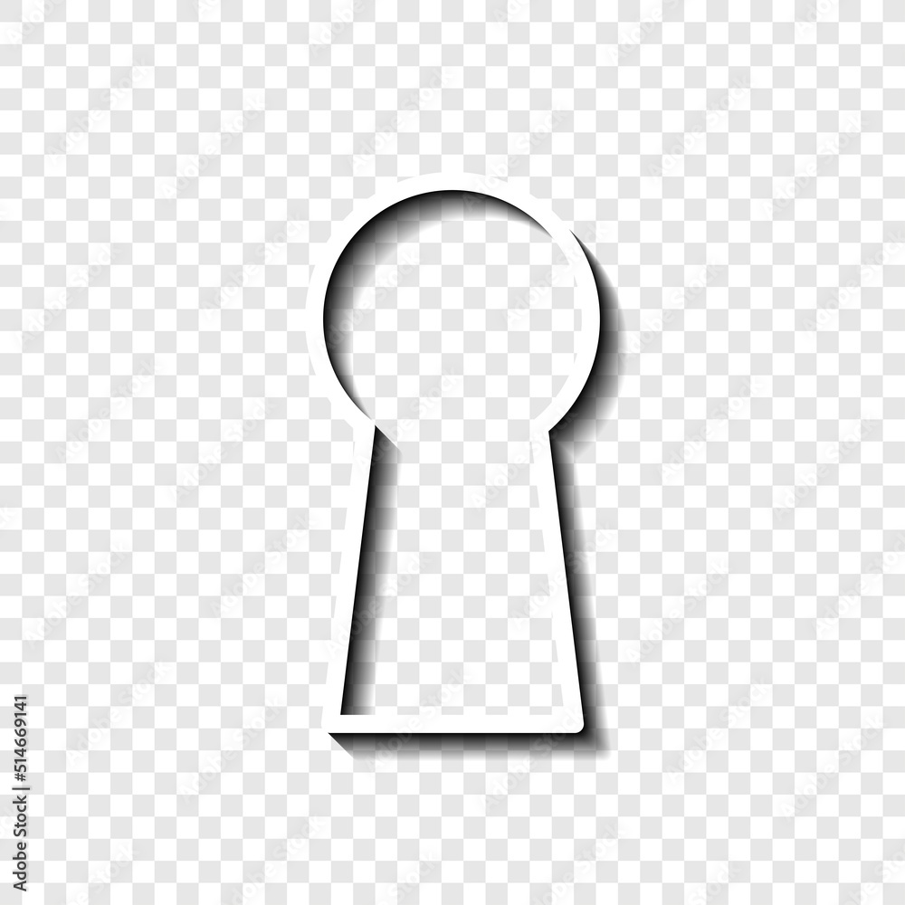 Keyhole simple icon vector. Flat design. White with shadow on ...