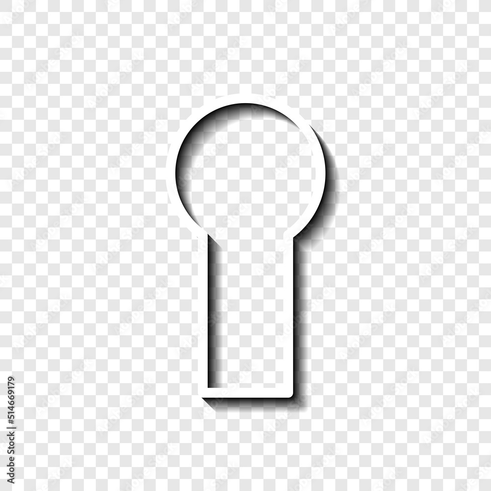 Keyhole simple icon, vector. Flat design. White with shadow on ...