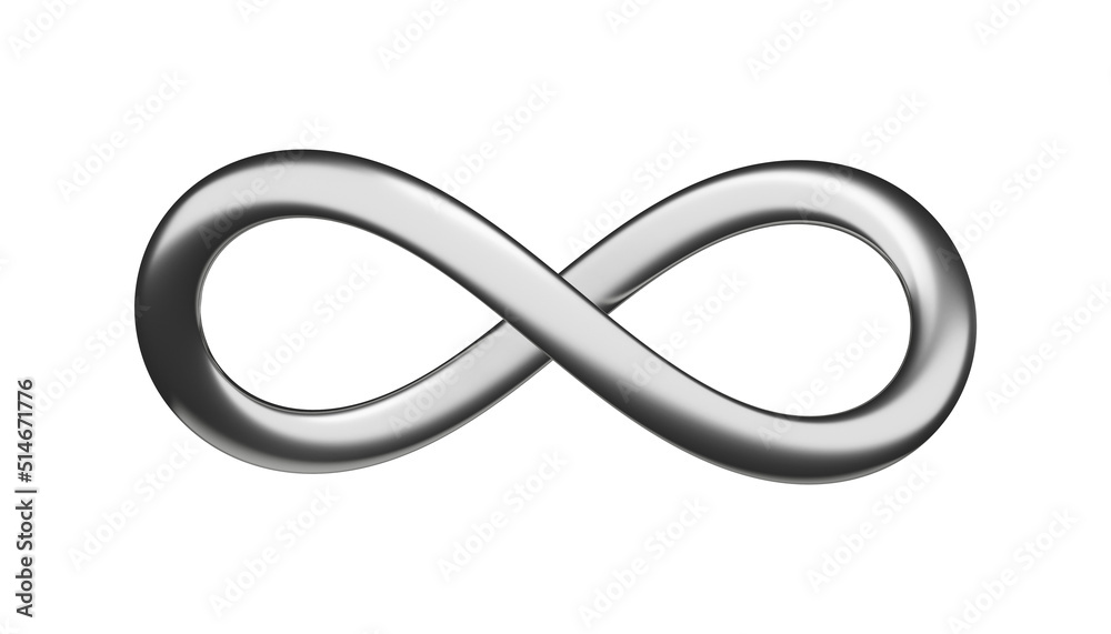 3d render of symbol infinity from silver metal isolated on white ...