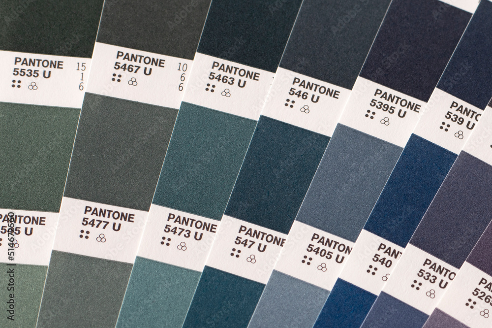 Pantone color palette in dark shades, used to select the right shade in ...