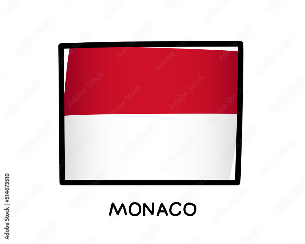Flag of Monaco. Colorful Monegasque flag logo. Red and white brush ...