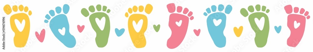 Vector horizontal pattern with hand-drawn footprints Stock Vector ...